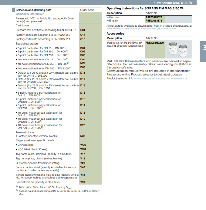 Siemens 7me6520 Mag Flow Meter 7ME6520-3TC12-2JA1 - Gigooda